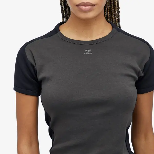 Courreges Contrast T-Shirt In Mud Brown/Black - 60% Off | Editorialist